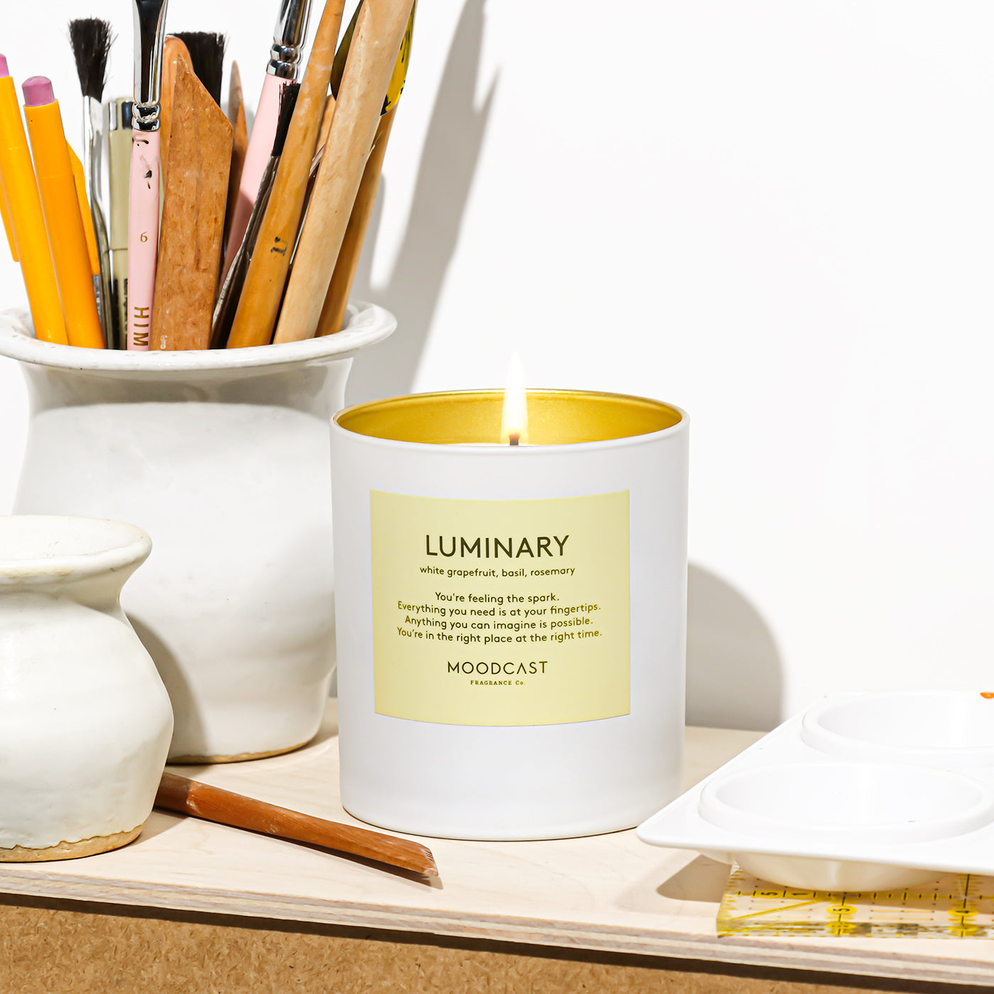 Luminary | White & Gold Candle – Moodcast Fragrance Co.